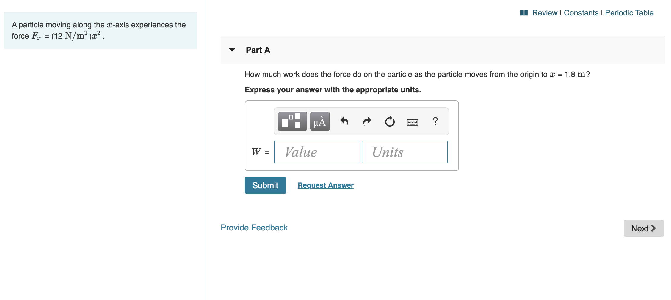 Solved 1 Review | Constants | Periodic Table A particle | Chegg.com