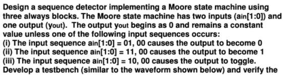 Solved Design A Sequence Detector Implementing A Moore State 6946