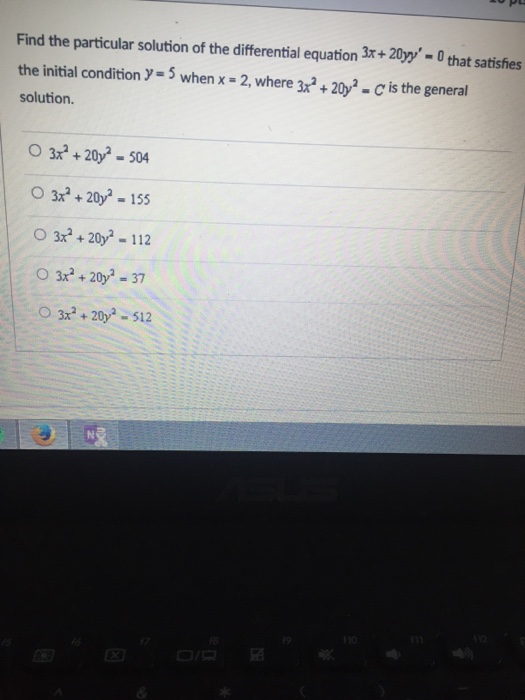 Solved Find the particular solution of the differential | Chegg.com