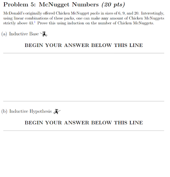 Solved Problem 5: McNugget Numbers (20 pts) McDonald's | Chegg.com