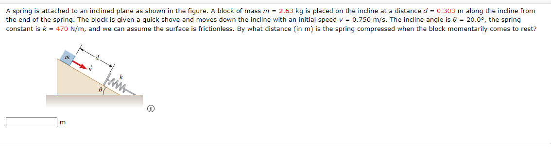 Solved A spring is attached to an inclined plane as shown in | Chegg.com
