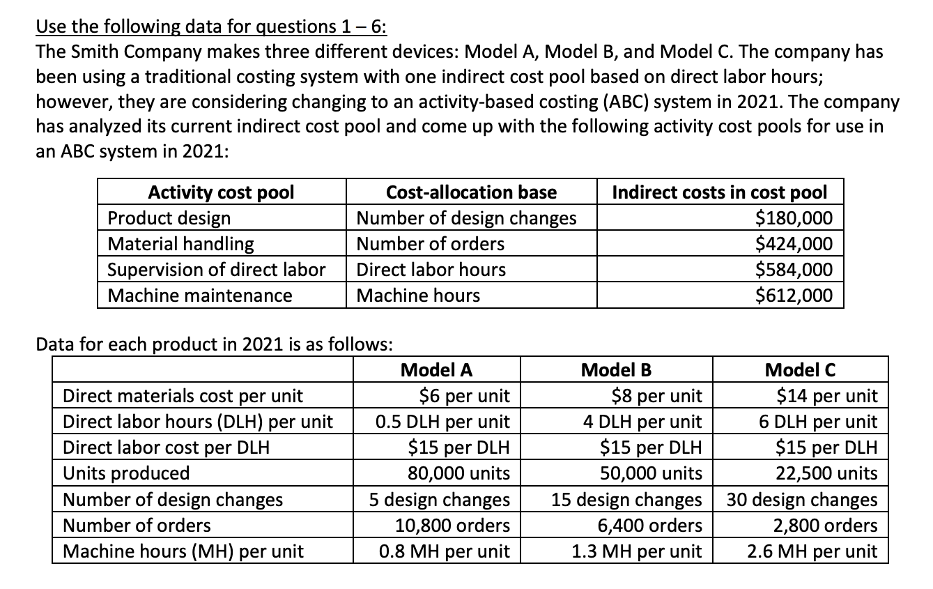 Solved 1. Calculate the unit product cost for Model B using | Chegg.com