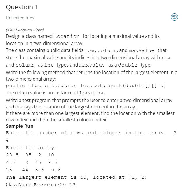 Solved (The Location class) Design a class named Location | Chegg.com