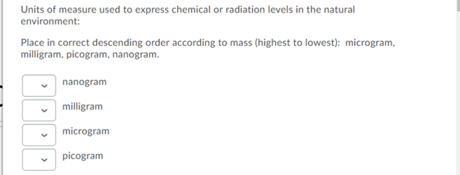 Solved Units of measure used to express chemical or | Chegg.com
