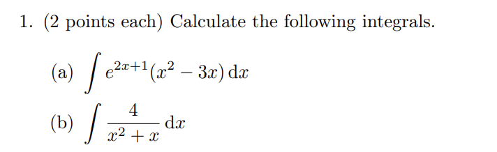 Solved (2 ﻿points each) ﻿Calculate the following | Chegg.com