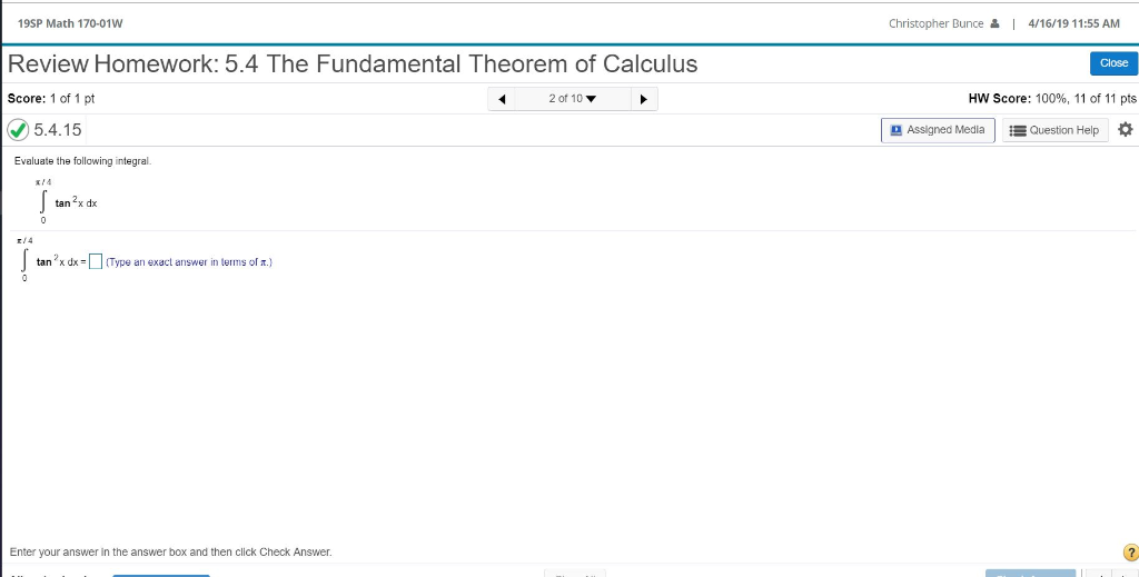 Solved Review Homework: 5.4 The Fundamental Theorem of | Chegg.com