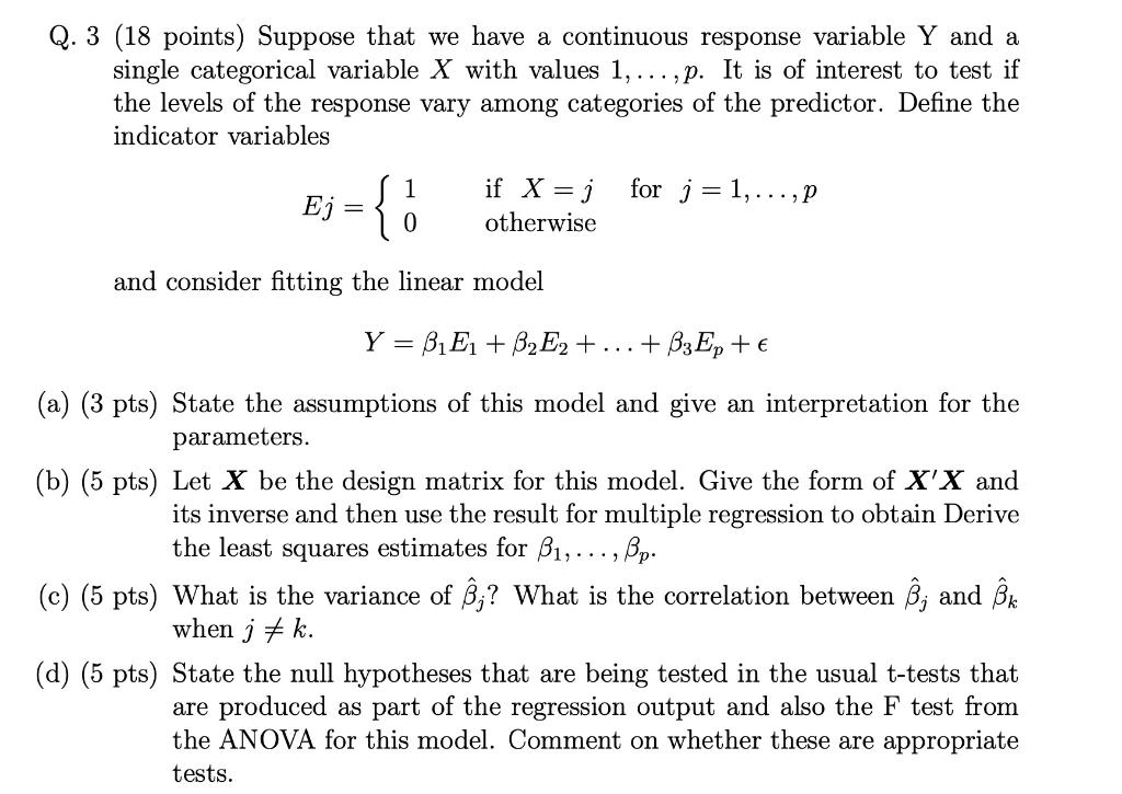 Solved Q.3 (18 points) Suppose that we have a continuous | Chegg.com