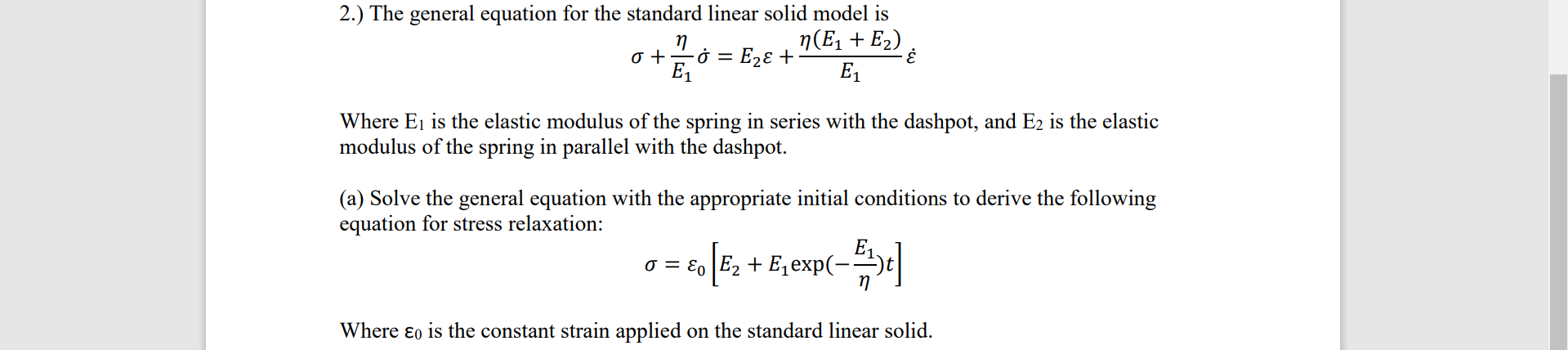 2.) The general equation for the standard linear | Chegg.com