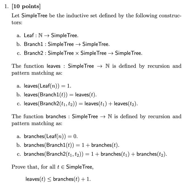 Solved 1. (10 points) Let Simple Tree be the inductive set | Chegg.com