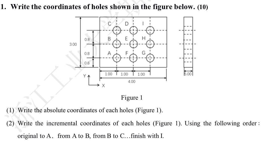 Solved 1. Write the coordinates of holes shown in the figure | Chegg.com