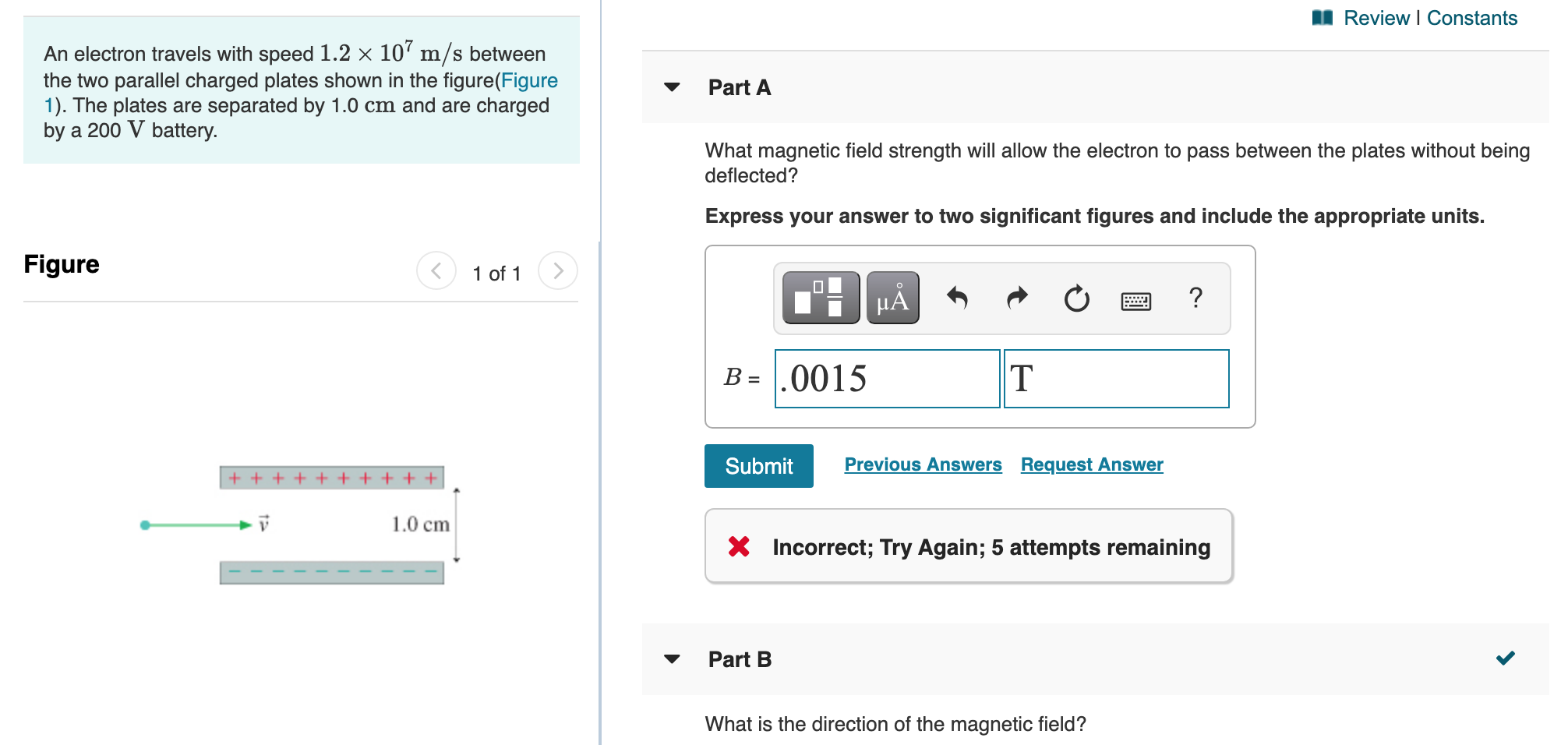 Solved II Review | Constants An electron travels with speed | Chegg.com