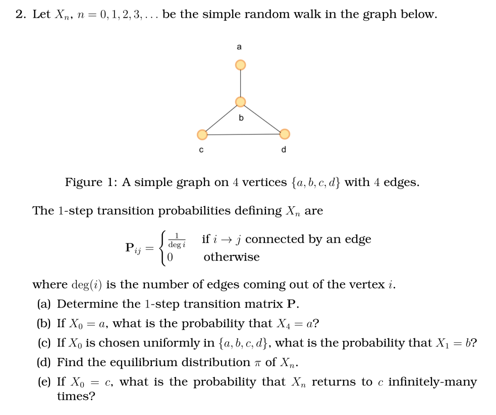 Solved 2. Let Xn, n = 0,1,2,3,... be the simple random walk | Chegg.com