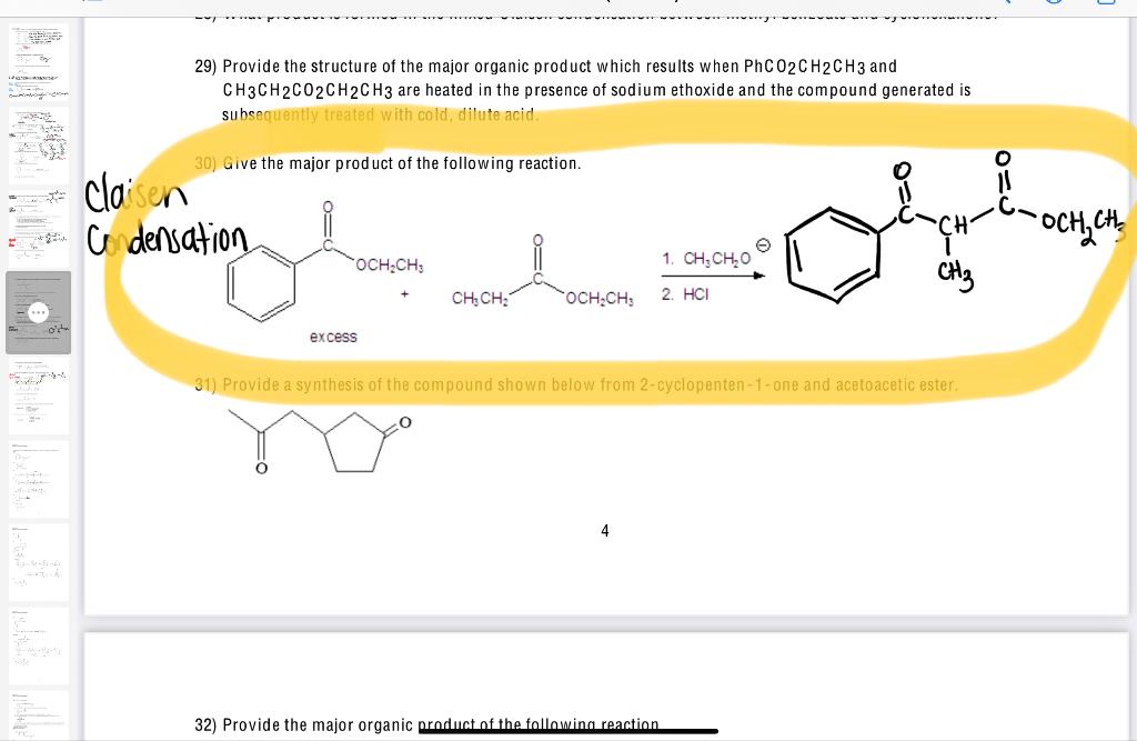 Solved 29) Provide the structure of the major organic | Chegg.com