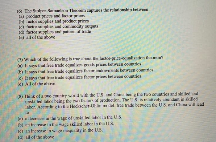 Solved (4) The Rybczynski theorem describes: (a) how | Chegg.com
