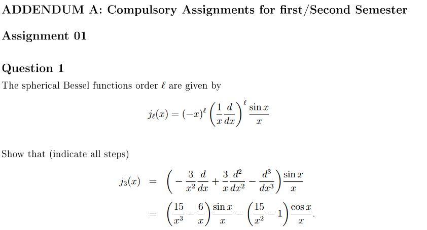 Solved ADDENDUM A: Compulsory Assignments for first/Second | Chegg.com