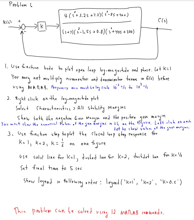 Solved Problem 6 1. Use function bode to plot open loop | Chegg.com
