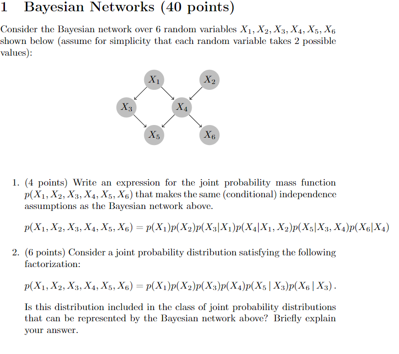 1 Bayesian Networks (40 points) Consider the Bayesian | Chegg.com