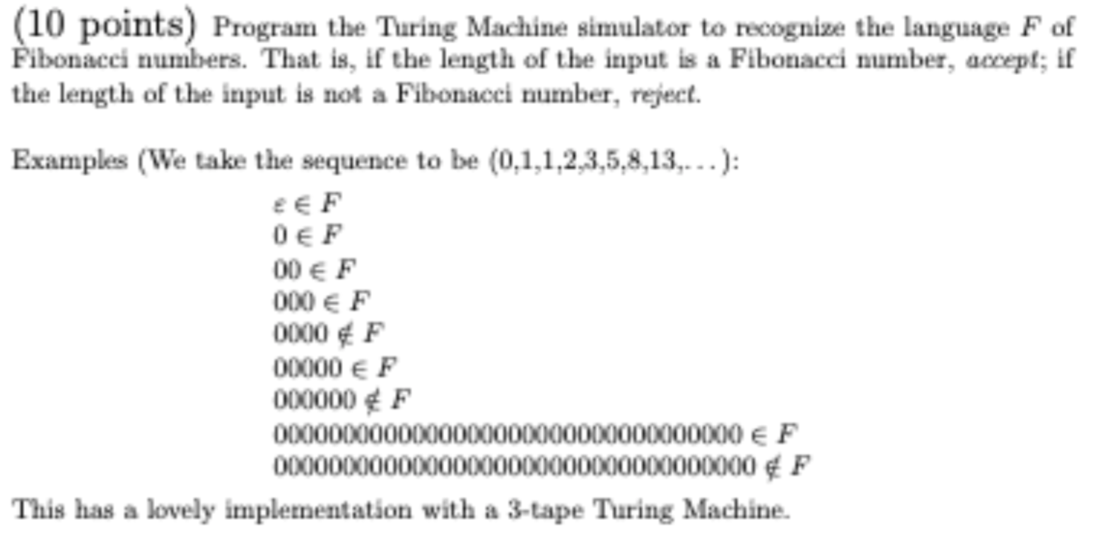Solved (10 points) Program the Turing Machine simulator to | Chegg.com