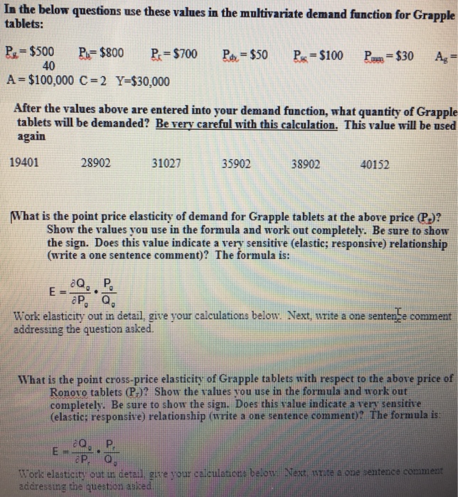 Solved The multivariate demand function below will be needed | Chegg.com