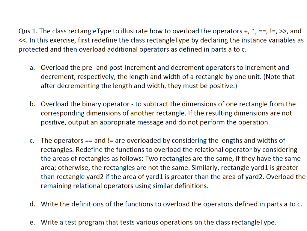 Qns 1. The class rectangleType to illustrate how to | Chegg.com