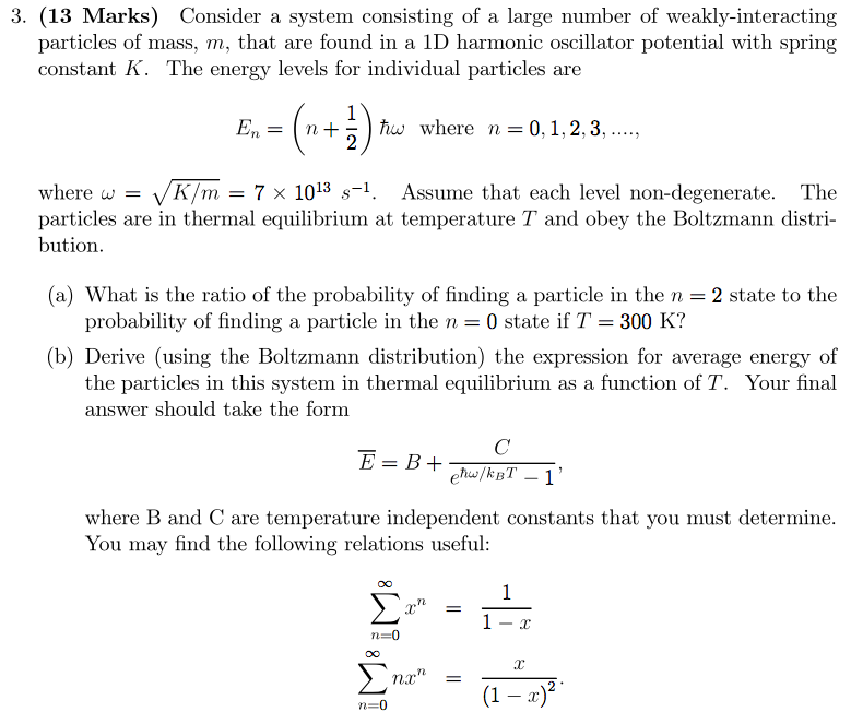 Solved 3. (13 Marks) Consider a system consisting of a large | Chegg.com