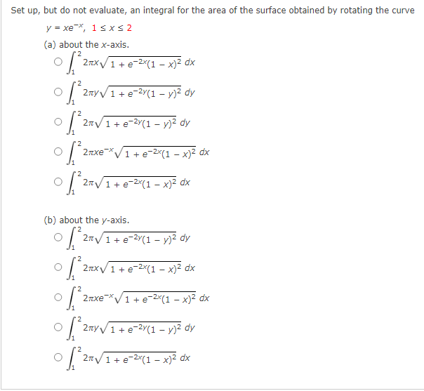 Solved up, but do not evaluate, an integral for the area of | Chegg.com