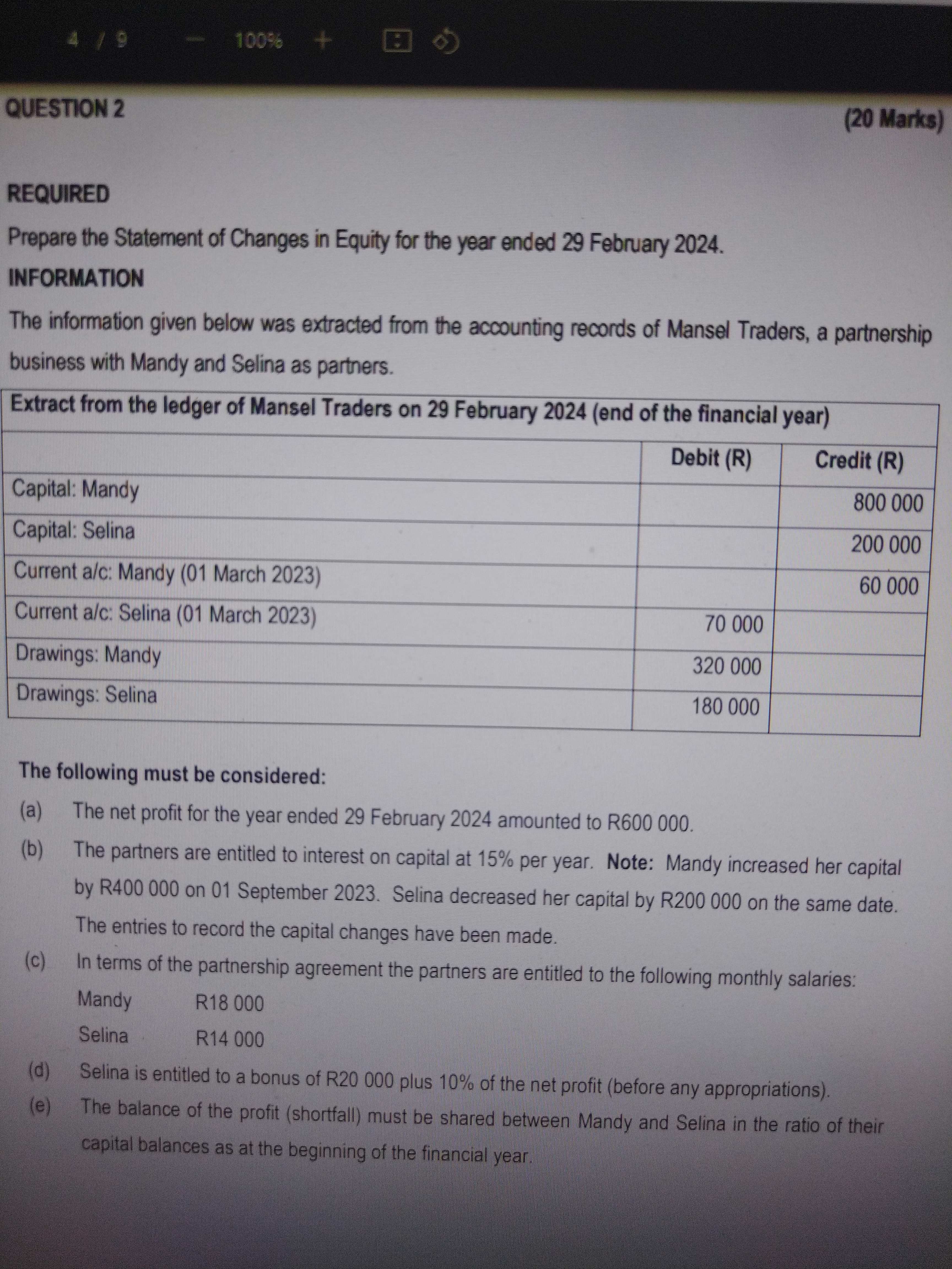 Solved by an EXPERT QUESTION 2(20 ﻿Marks)REQUIREDPrepare the Statement of | Chegg.com