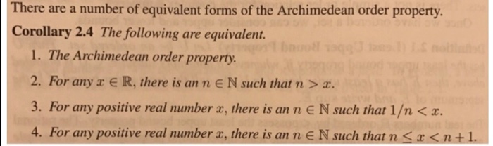 Solved Archimedean order property . Prove 3 implies 4 & | Chegg.com