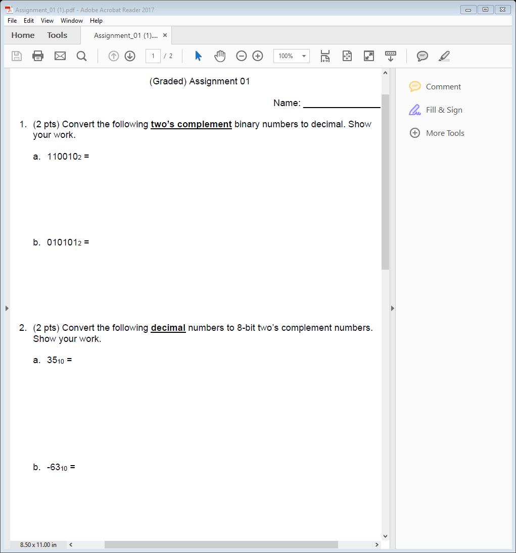 Solved X Assignment_01 (1).pdf - Adobe Acrobat Reader 2017 | Chegg.com
