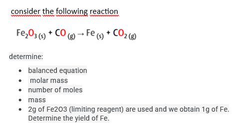 Solved consider the following reaction Fe2O3( | Chegg.com