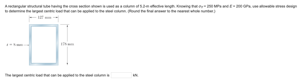 Solved A rectangular structural tube having the cross | Chegg.com