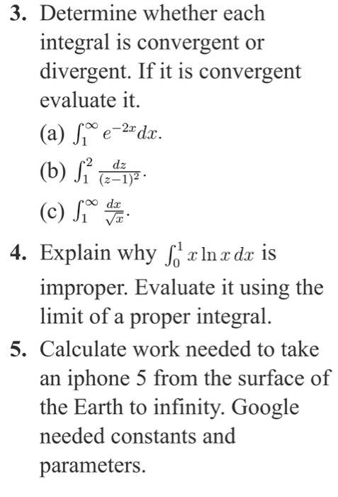 Solved Improper Integrals In each | Chegg.com