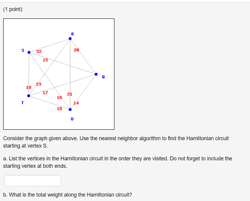 Solved (1 point) R S 22 20 15 23 19 17 21 16 т 14 18 U | Chegg.com
