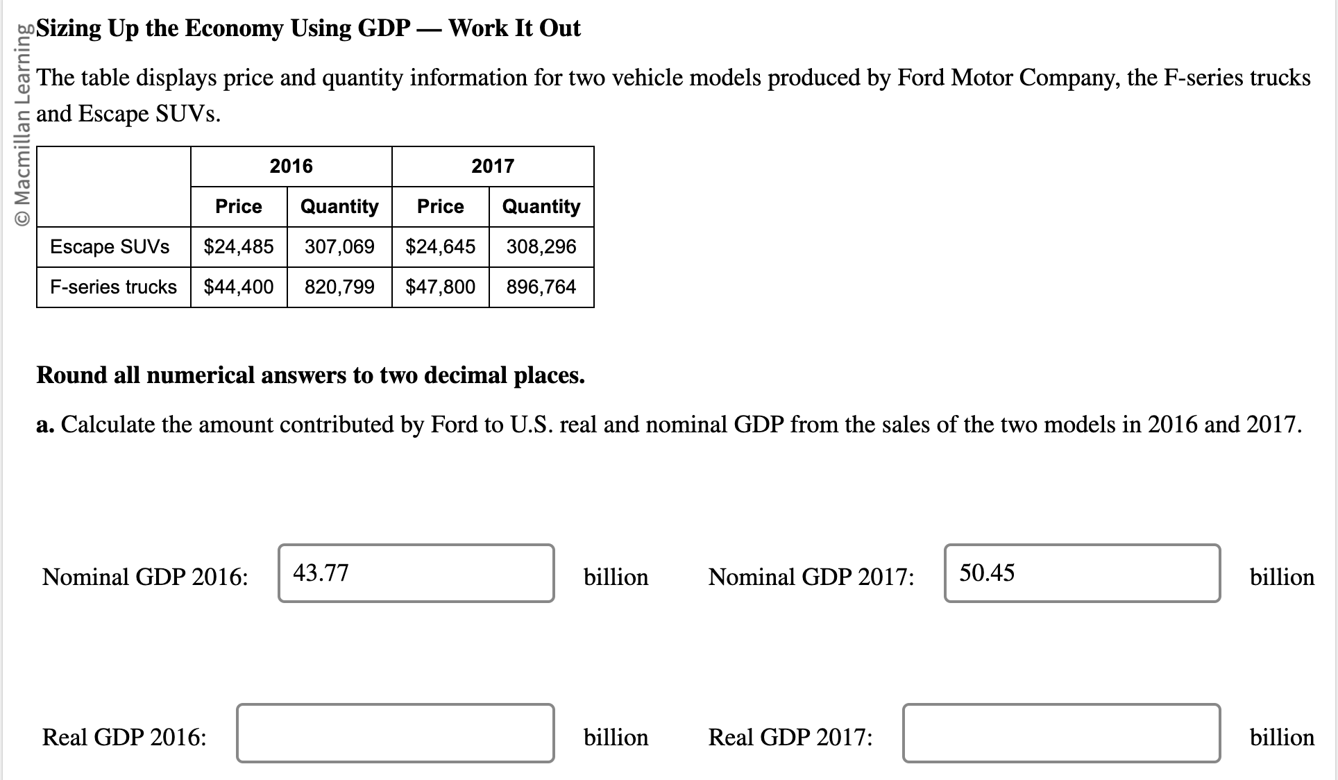 Solved Round all numerical answers to two decimal places.a. | Chegg.com