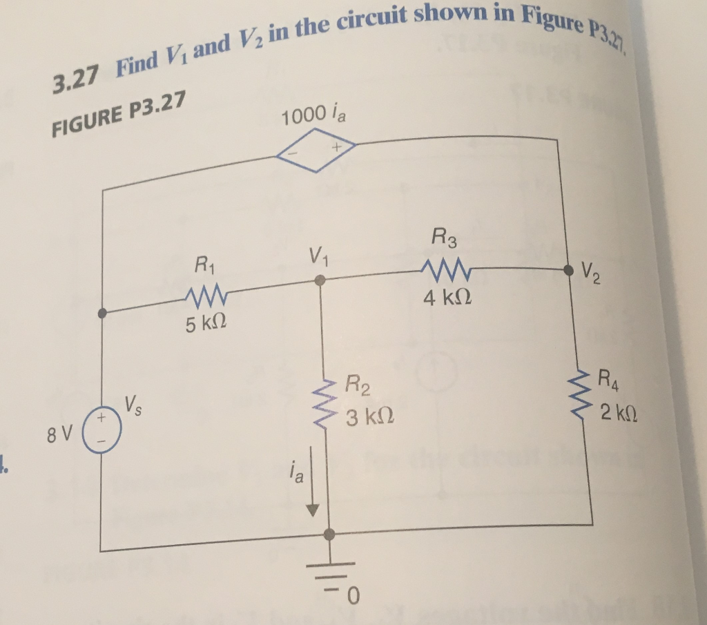 Solved in Figure P3.27 3.27 Find Vi and V2 in the circuits | Chegg.com