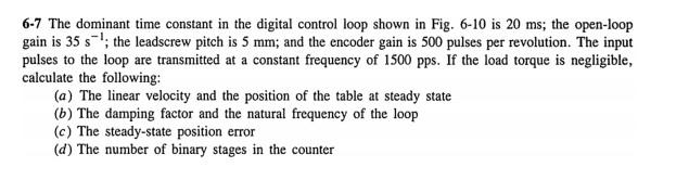 6-7 The dominant time constant in the digital control | Chegg.com
