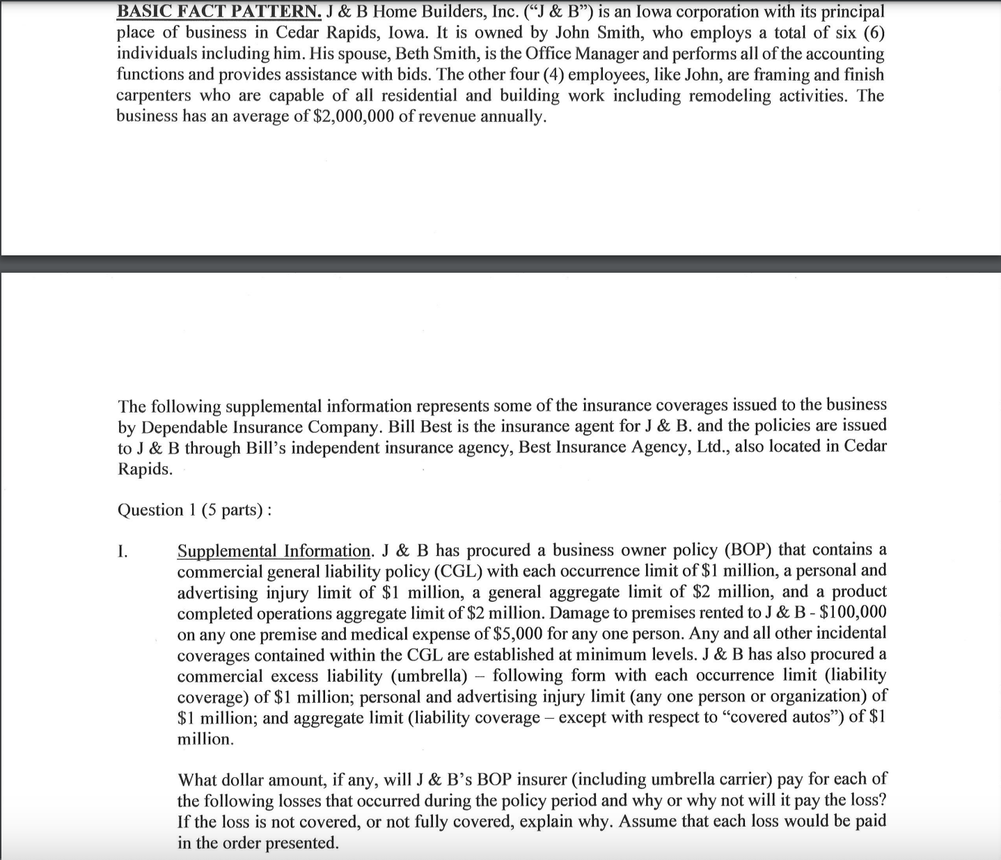 Solved BASIC FACT PATTERN. J \& B Home Builders, Inc. ("J \& | Chegg.com
