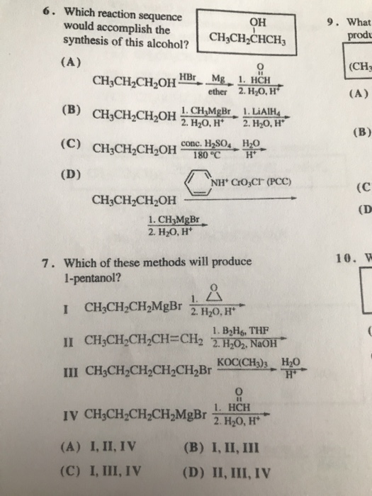 Solved Which reaction sequence would accomplish the | Chegg.com