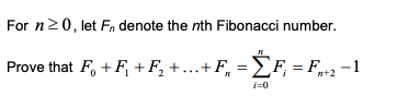 Solved For n20, let Fn denote the nth Fibonacci number. | Chegg.com