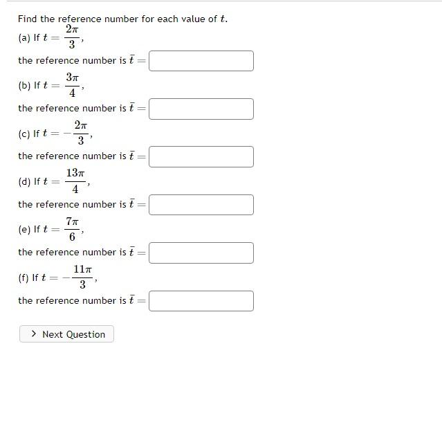 Solved Find the reference number for each value of t. (a) If | Chegg.com