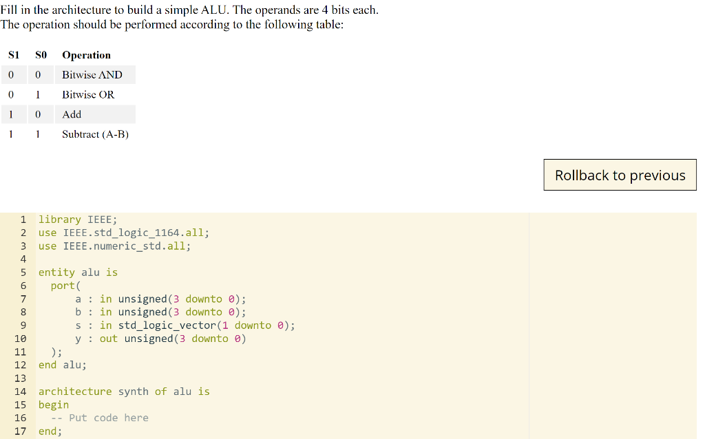 Solved Fill in the architecture to build a simple ALU. The | Chegg.com