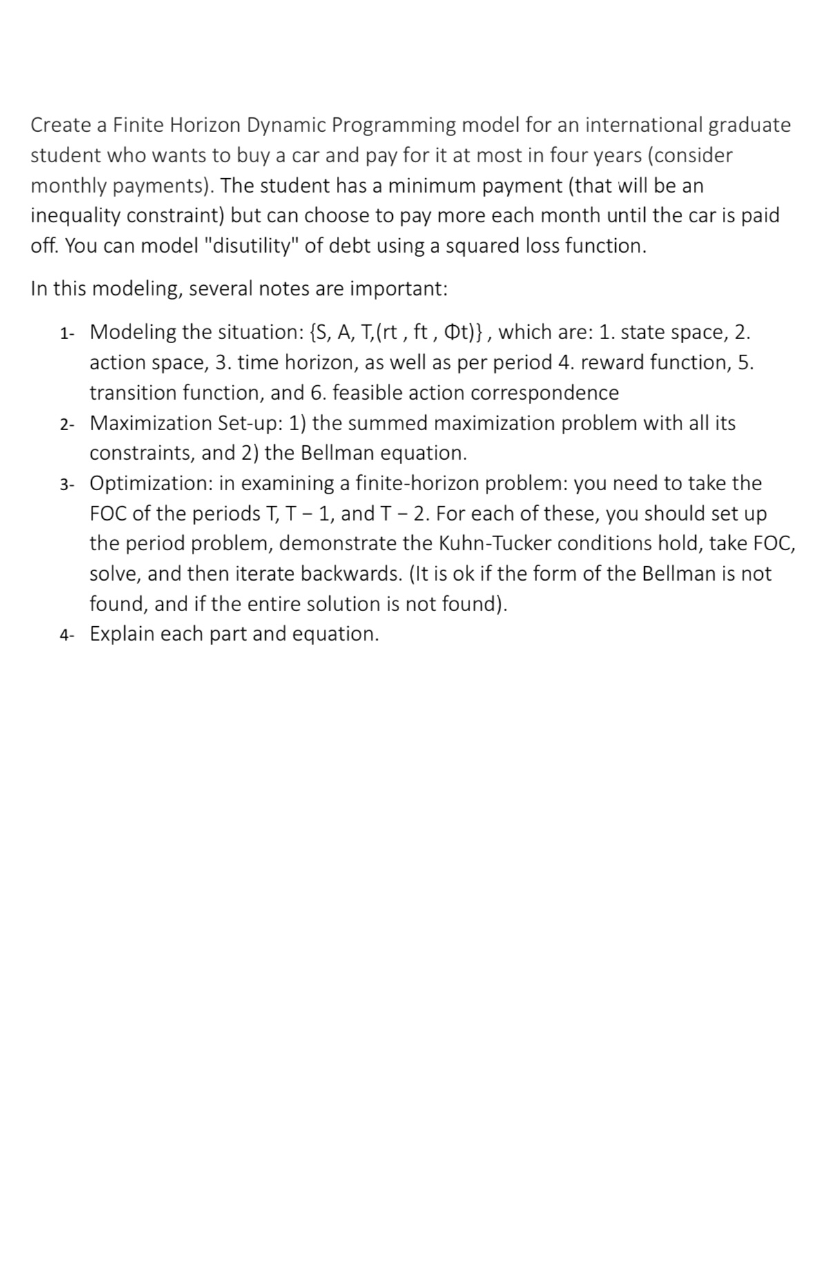 Solved Create a Finite Horizon Dynamic Programming model for | Chegg.com