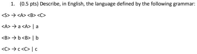 Solved 1. (0.5 pts) Describe, in English, the language | Chegg.com