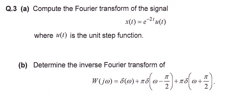 Solved Q.3 (a) Compute the Fourier transform of the signal | Chegg.com