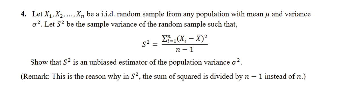 Solved Let x1,x2,dots,xn be a i.i.d. ﻿random sample from any | Chegg.com