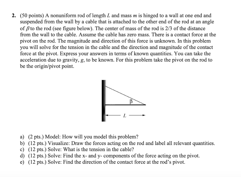 Solved 2. (50 points) A nonuniform rod of length L and mass | Chegg.com