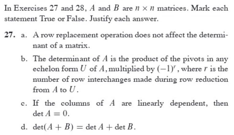 Solved In Exercises 27 and 28, A and B are n x n matrices. | Chegg.com