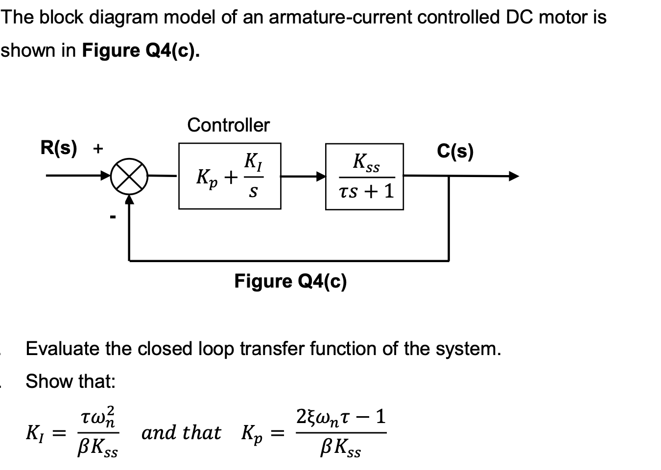 Solved The block diagram model of an armature-current | Chegg.com