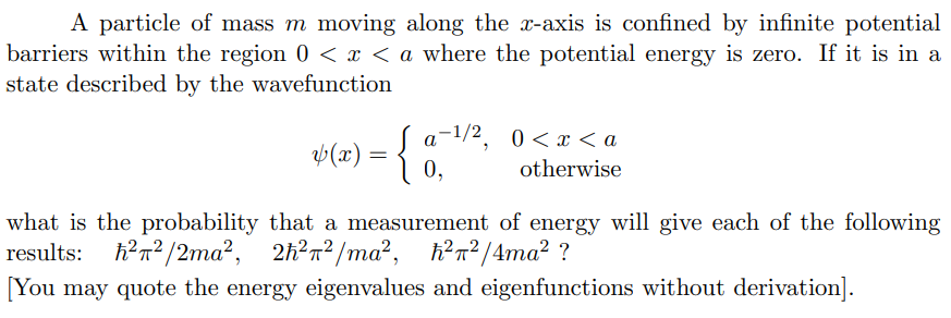 Solved A particle of mass m moving along the x-axis is | Chegg.com