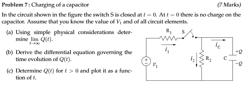 Solved Problem 7: Charging of a capacitor (7 Marks) In the | Chegg.com